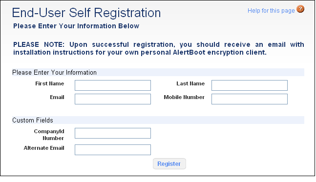 End User Self Registration